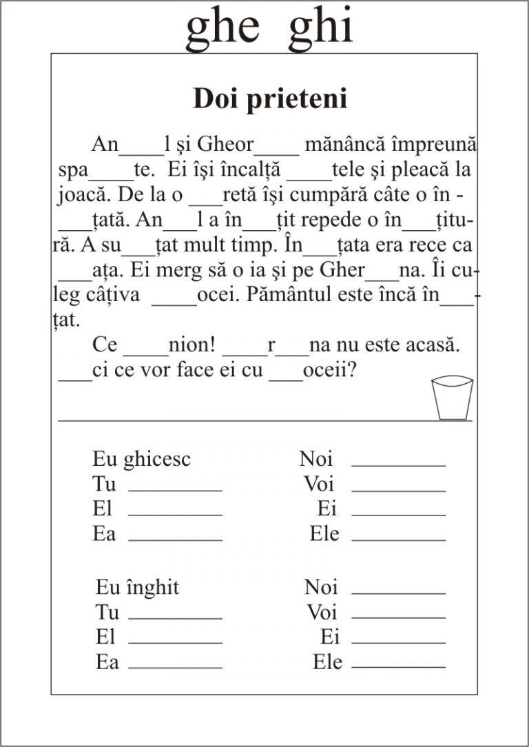 Text pentru consolidarea grupurilor de litere ‘ghe’ si ‘ghi ...